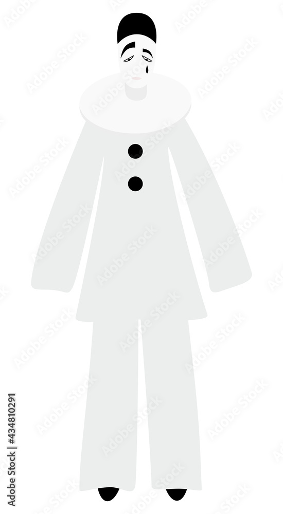 Pierrot. Stock character of pantomime and commedia dell'arte. Vector ...