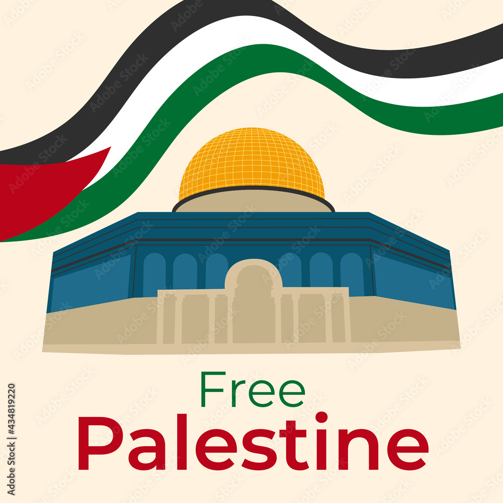 Dome of rock vector illustration; Save Palestine; Save Masjidul-al-Aksa ...