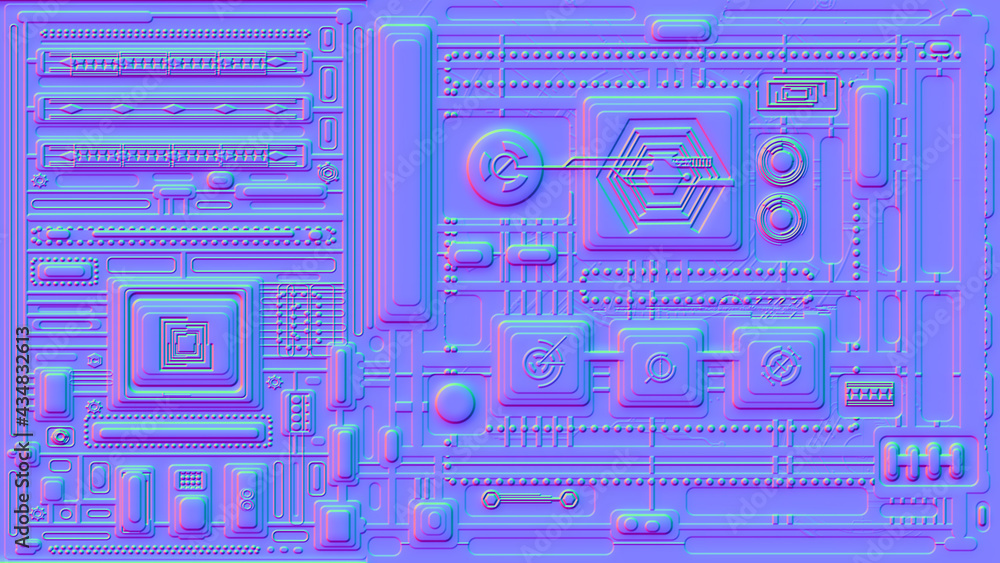 Motherboard microchip normal map illustration. New Best 3d style ...