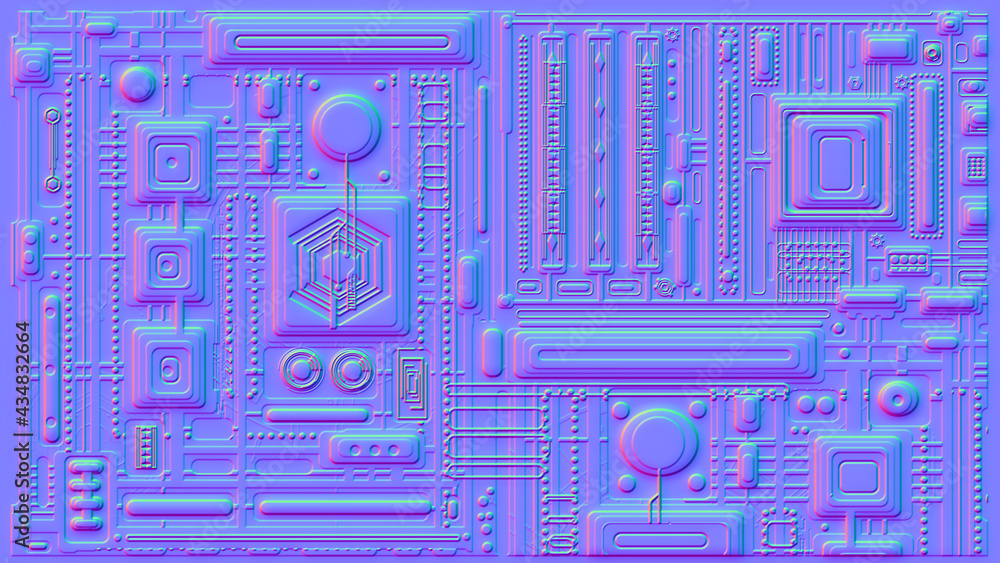 Motherboard microchip normal map illustration. New Best 3d style ...