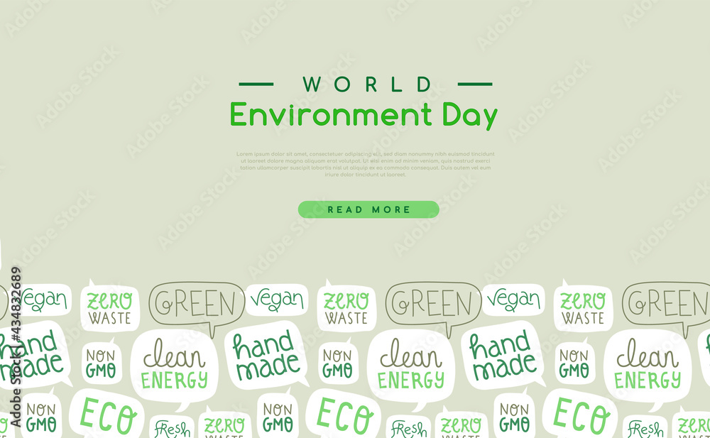 Environment day green lettering label template Stock Vector | Adobe Stock