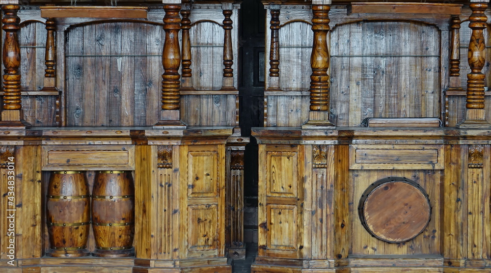Vintage Retro Old Bar Wooden Interior In American Wild West Style ...