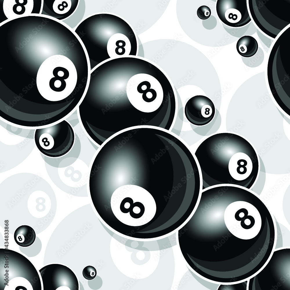 8 ball billiard pool snooker ball icon vector seamless pattern design ...