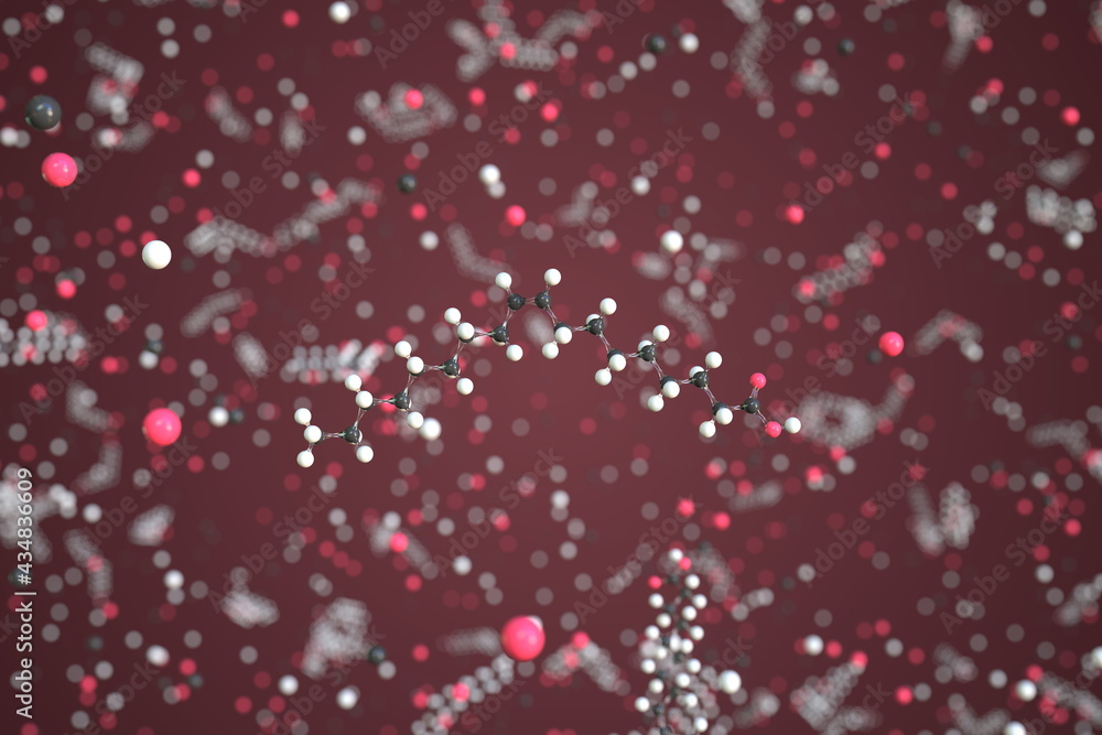 Oleic acid molecule made with balls, scientific molecular model ...