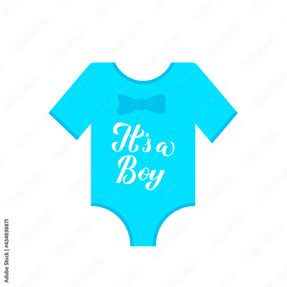 Its a boy calligraphy hand lettering on blue baby onesie. Gender reveal ...