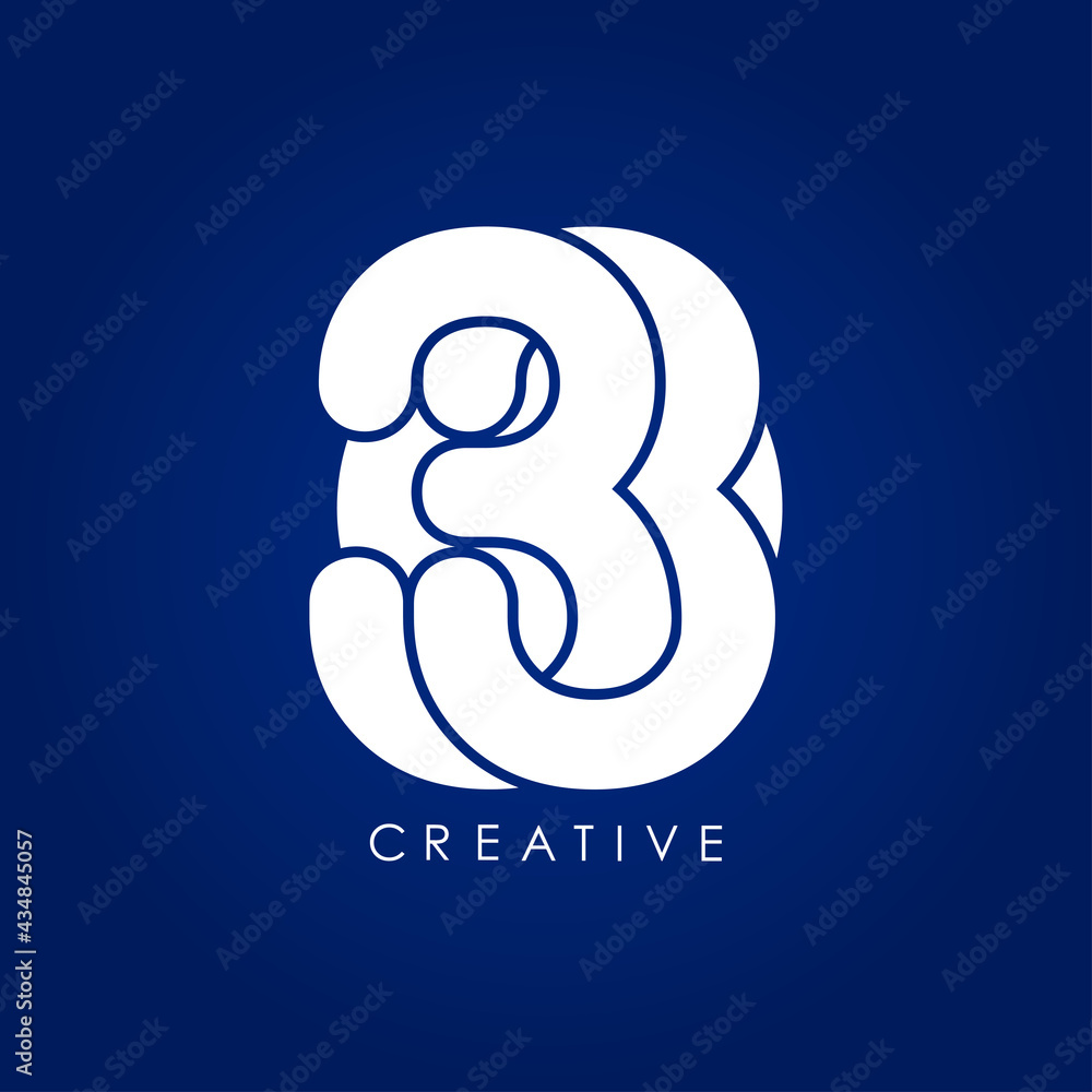 Double "33" logo. The design consists of only one continuous line that ...