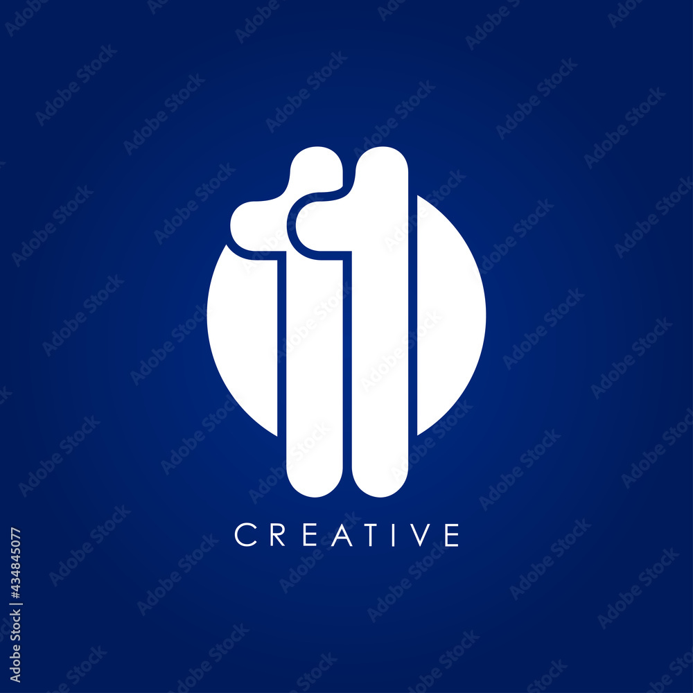 Double "11" logo. The design consists of only one continuous line that ...