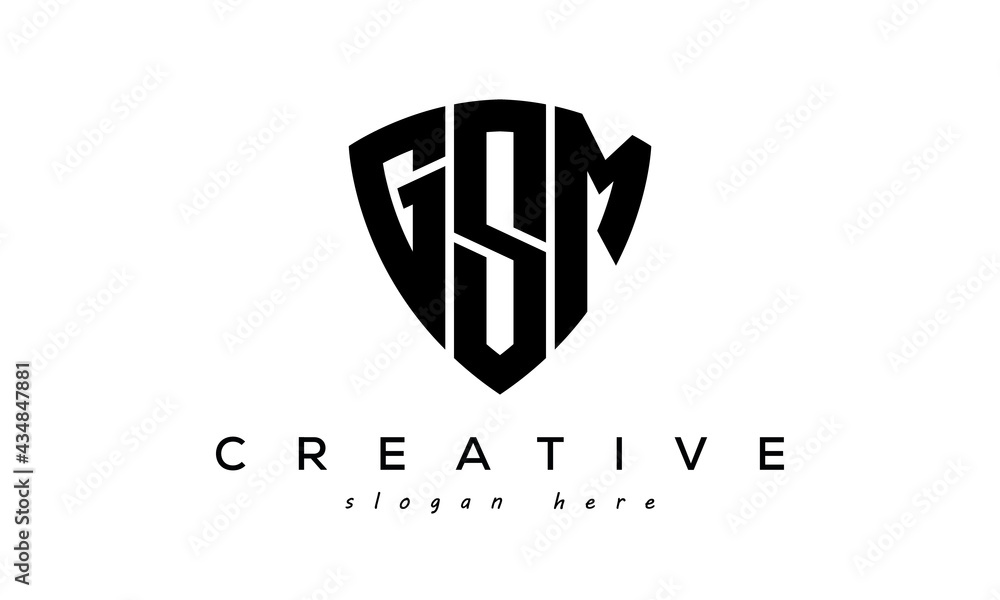 GSM letter creative logo with shield Stock Vector | Adobe Stock