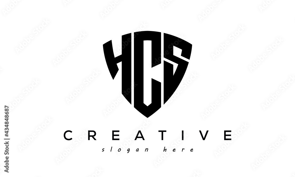 HCS letter creative logo with shield Stock Vector | Adobe Stock