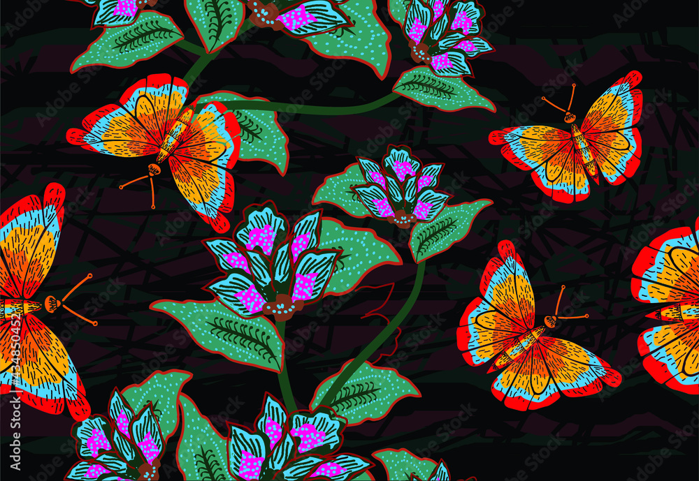 96 / 5000 Translation results Indonesian batik motifs with flora and ...