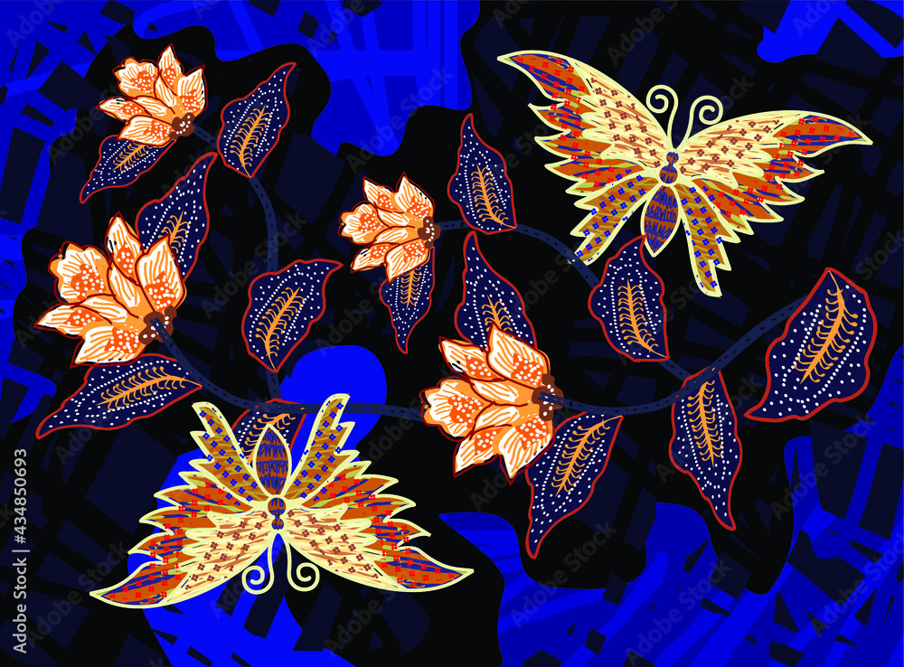 96 / 5000 Translation results Indonesian batik motifs with flora and ...