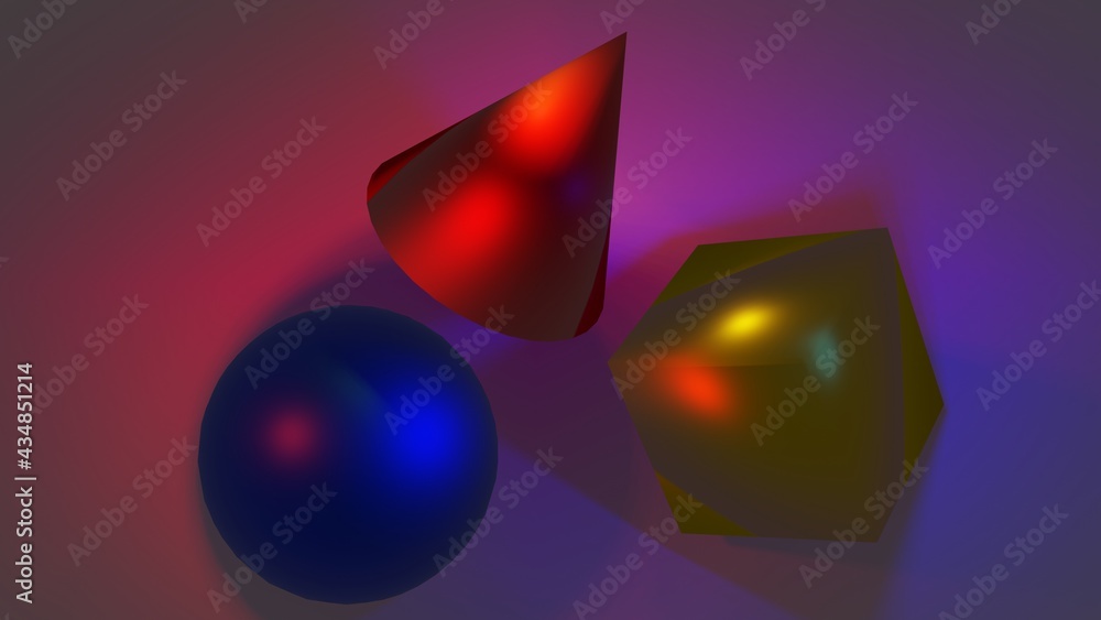 Figuras geométricas 3d renderizadas Stock Illustration | Adobe Stock