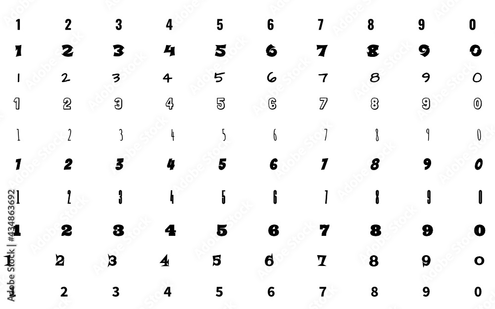 Numbers set. Vector flat illustration. Numbers Collection badges ...