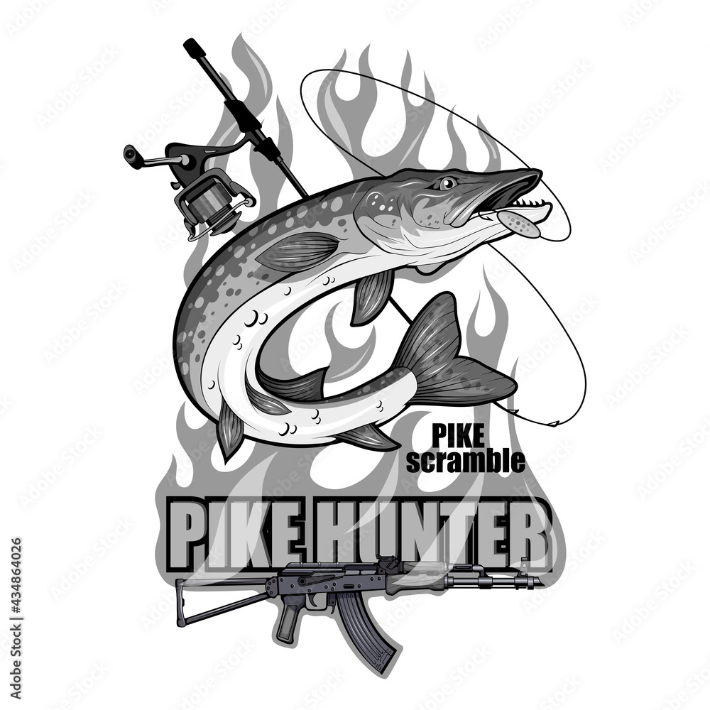 Pike Image. Fishing Pike Tournament. Pike competition logo. Fish ...