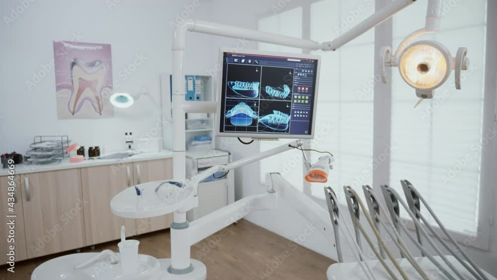 Empty stomatology orthodontic office room equipped with professional ...