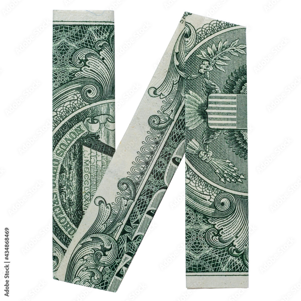 Money Origami LETTER И Sign Cyrillic Script Folded with Real One Dollar ...