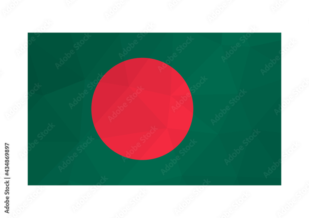 Vector isolated illustration. National bangladeshi flag with red dot, green background. Official ...