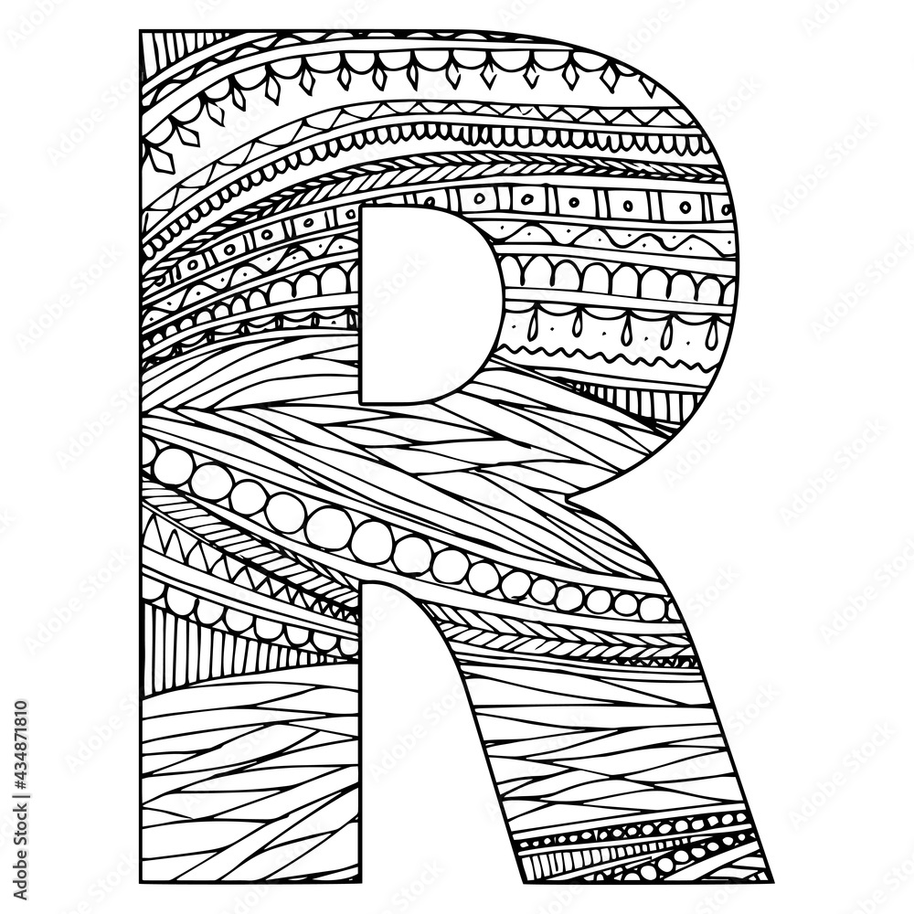 Stockvector Zentangle stylized alphabet - letter R. vector illustration ...