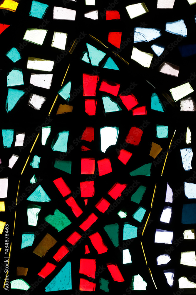 Saint Felix church. Stained glass. The Chi Rho is one of the earliest ...