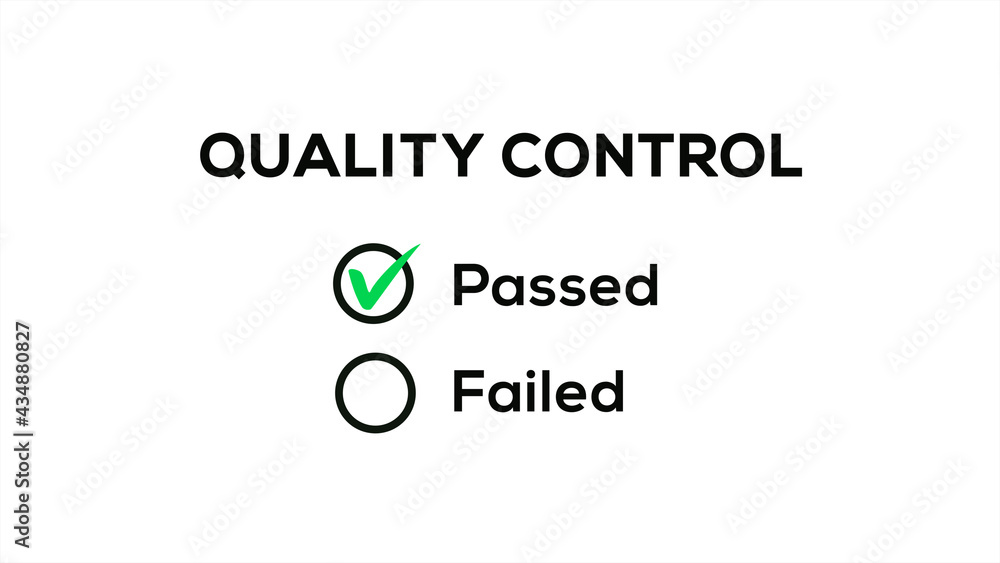 Quality Control on Round Checkbox Passed Check List on White Background ...
