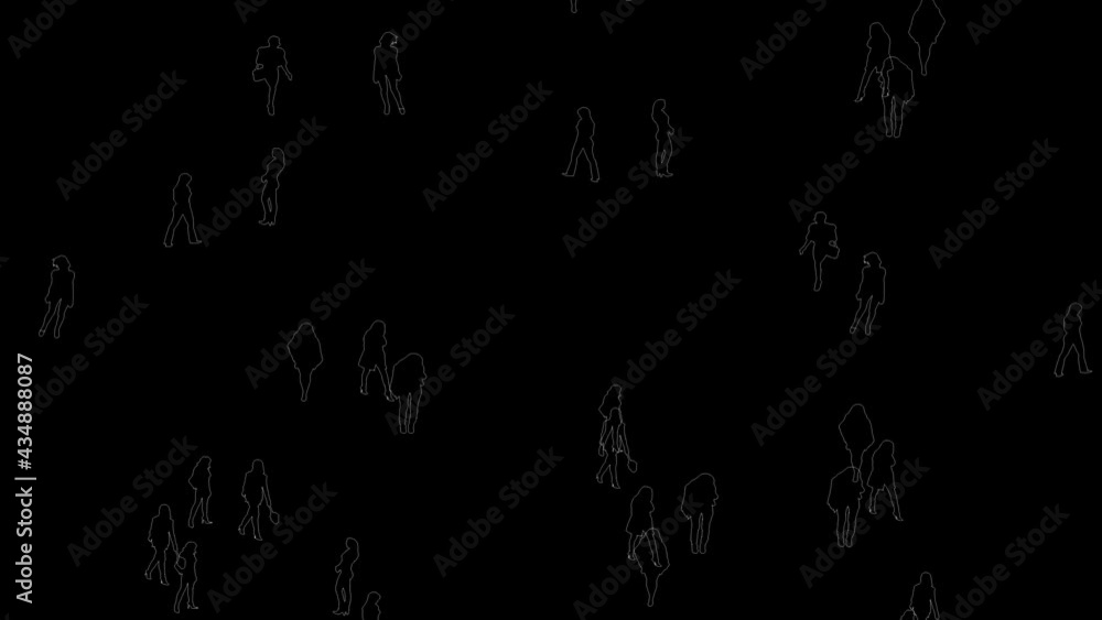 Covid-19 safety distance. Group of outline people having infection from ...