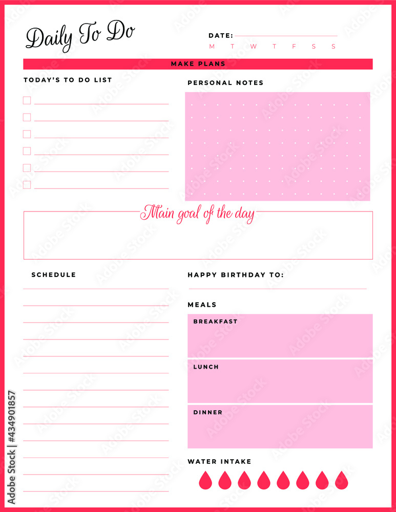 Daily planner template. printable template - Easy to plan your day ...