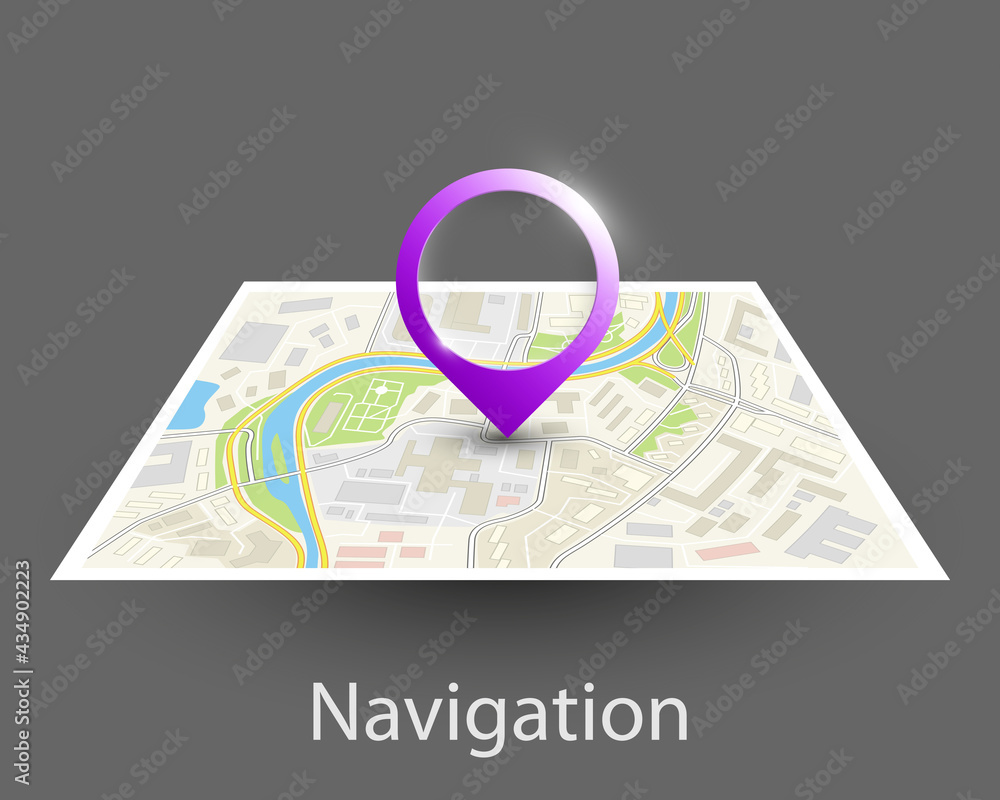 City map delivery navigation, point markers design background, drawing ...