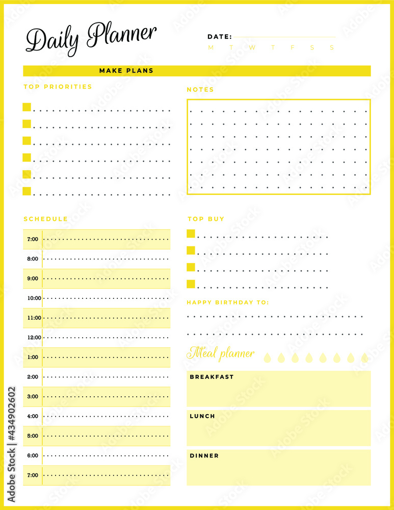 Daily planner template. printable template - Easy to plan your day ...