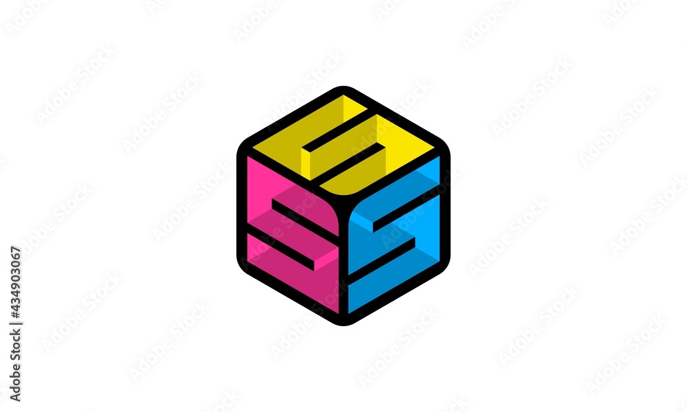 Three letter S logo in a 3D cube Stock Vector | Adobe Stock