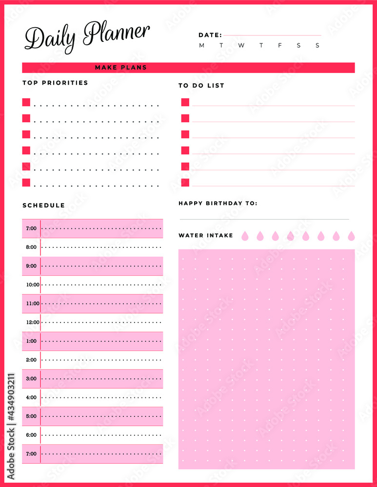 Daily planner template. printable template - Easy to plan your day ...