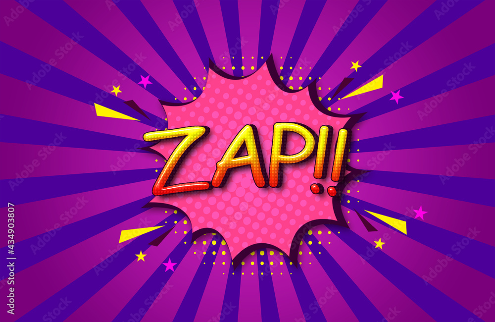 ZAP!! Comic Speech 3d Text Style Effect high resolution Stock ...