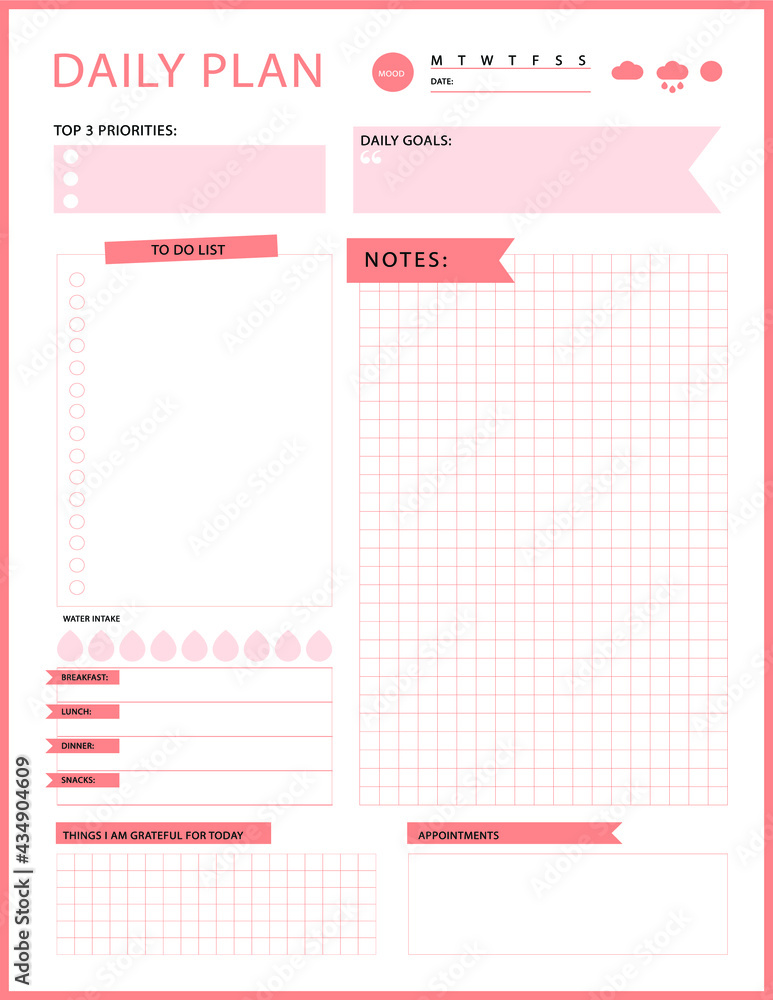 Daily planner template. printable template - Easy to plan your day ...