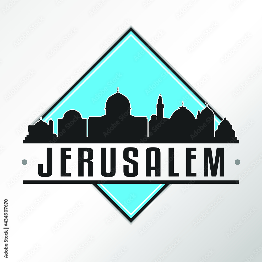 Jerusalem, Israel Skyline Logo. Adventure Landscape Design Vector ...