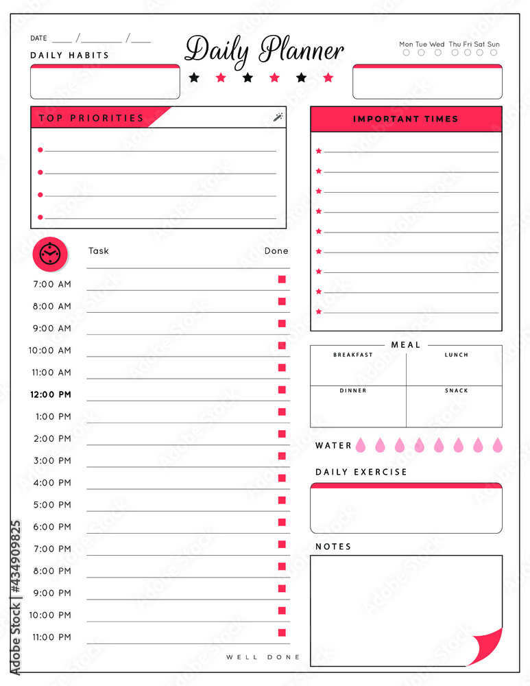 Daily planner template. printable template - Easy to plan your day ...