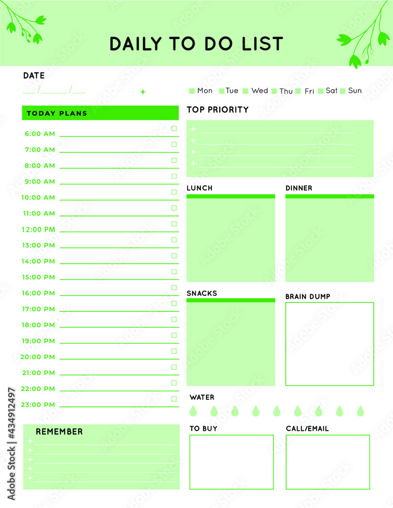 Daily planner template. printable template - Easy to plan your day ...