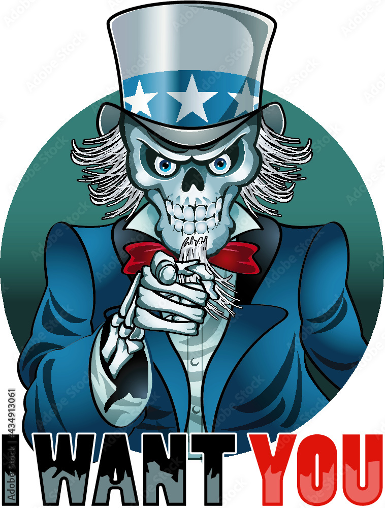 Uncle Sam Skull Drawing