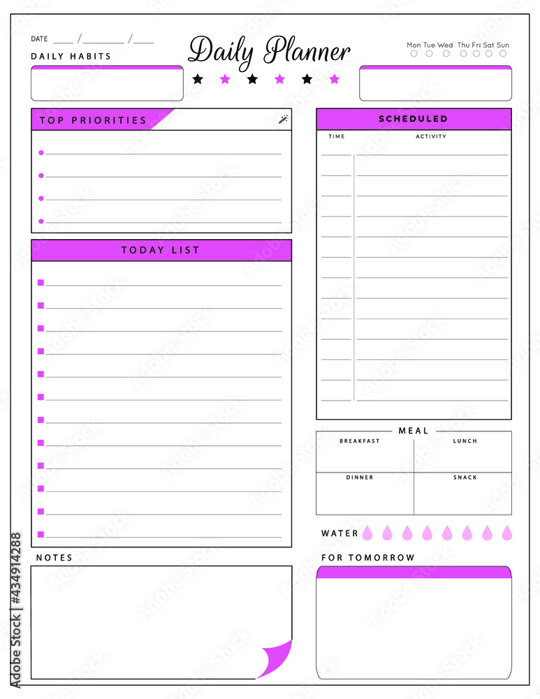Daily planner template. printable template - Easy to plan your day ...