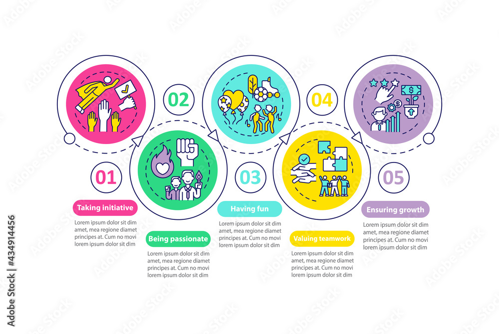 Main company core values vector infographic template. Teamwork ...