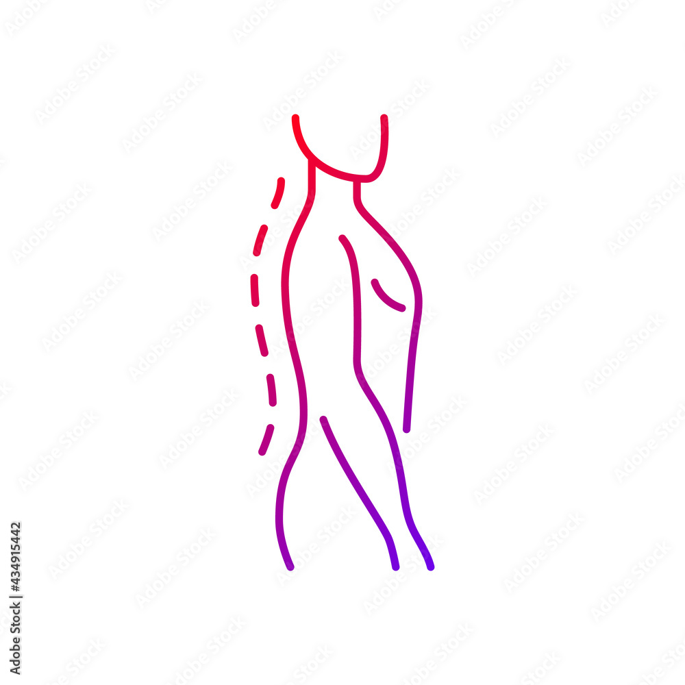 Standing posture correction gradient linear vector icon. Improving ...