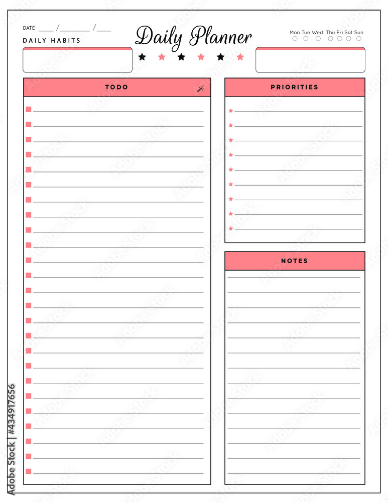 Daily planner template. printable template - Easy to plan your day ...