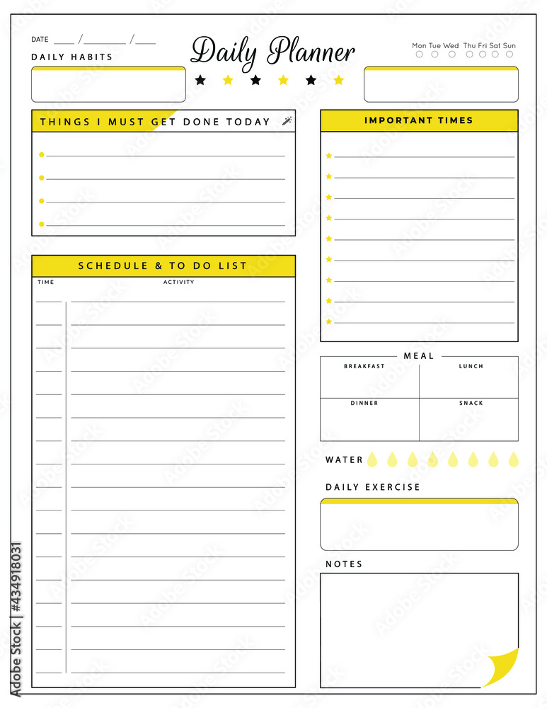 Daily planner template. printable template - Easy to plan your day ...