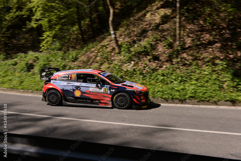 World Rally Championship in Zagreb, Croatia. Hyundai i20 rally racing ...