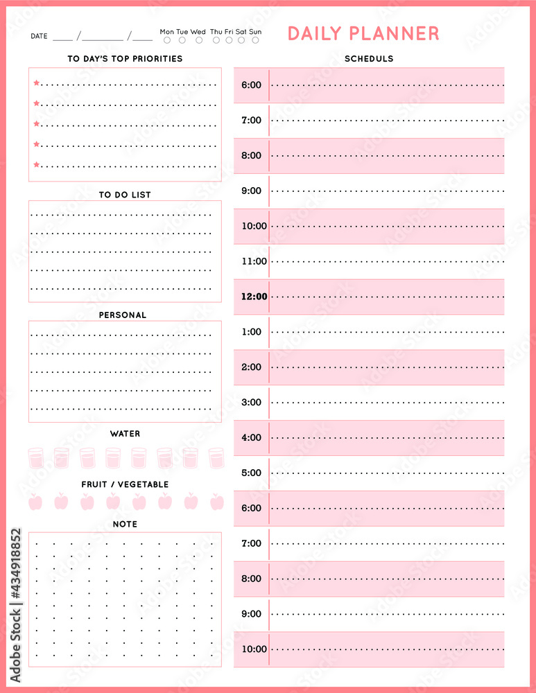 Daily planner template. printable template - Easy to plan your day ...