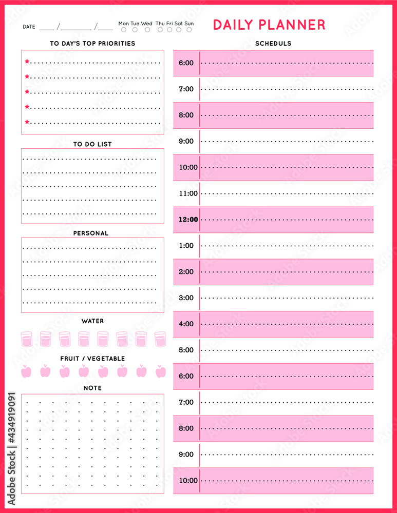 Daily planner template. printable template - Easy to plan your day ...