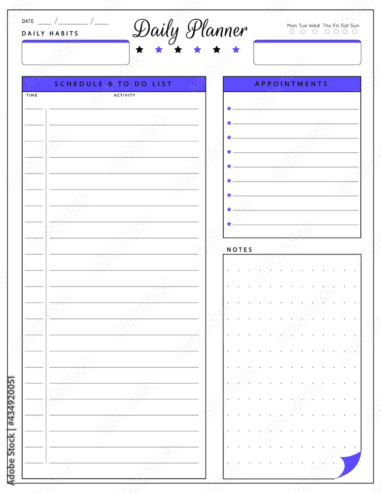 Daily planner template. printable template - Easy to plan your day ...