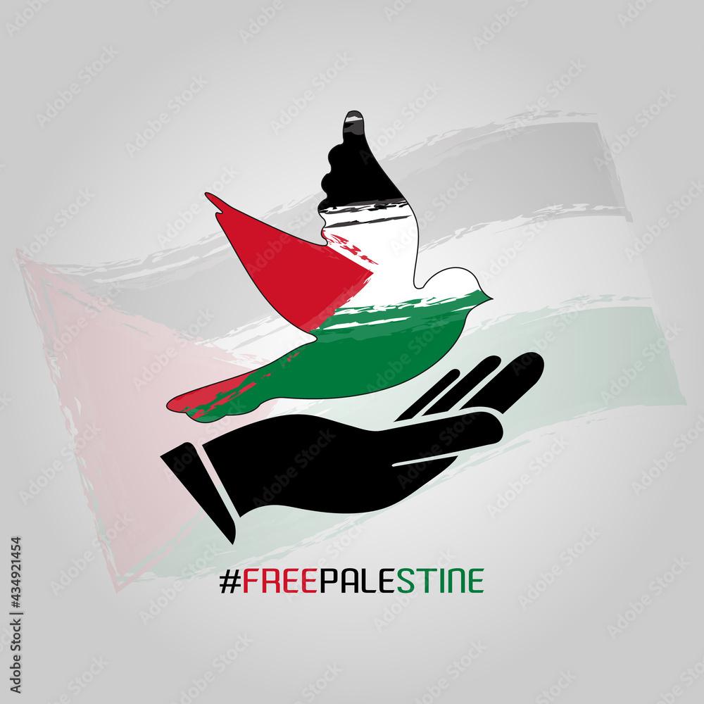 Free Palestine, Free Bird From Hand Vector illustration, Symbol Of ...