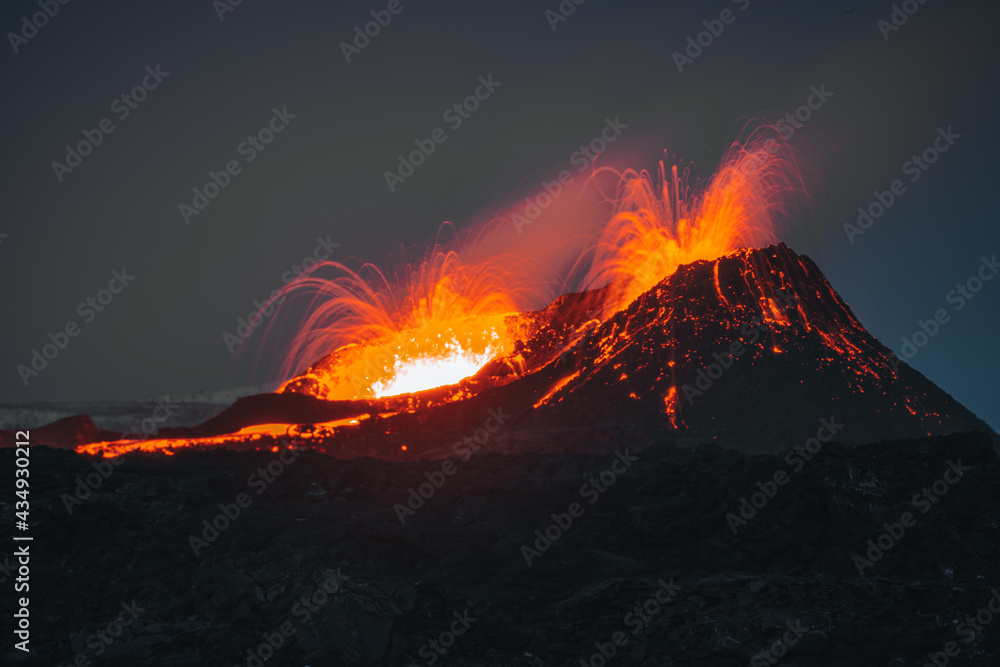 Iceland Volcanic eruption 2021. The volcano Fagradalsfjall is located ...