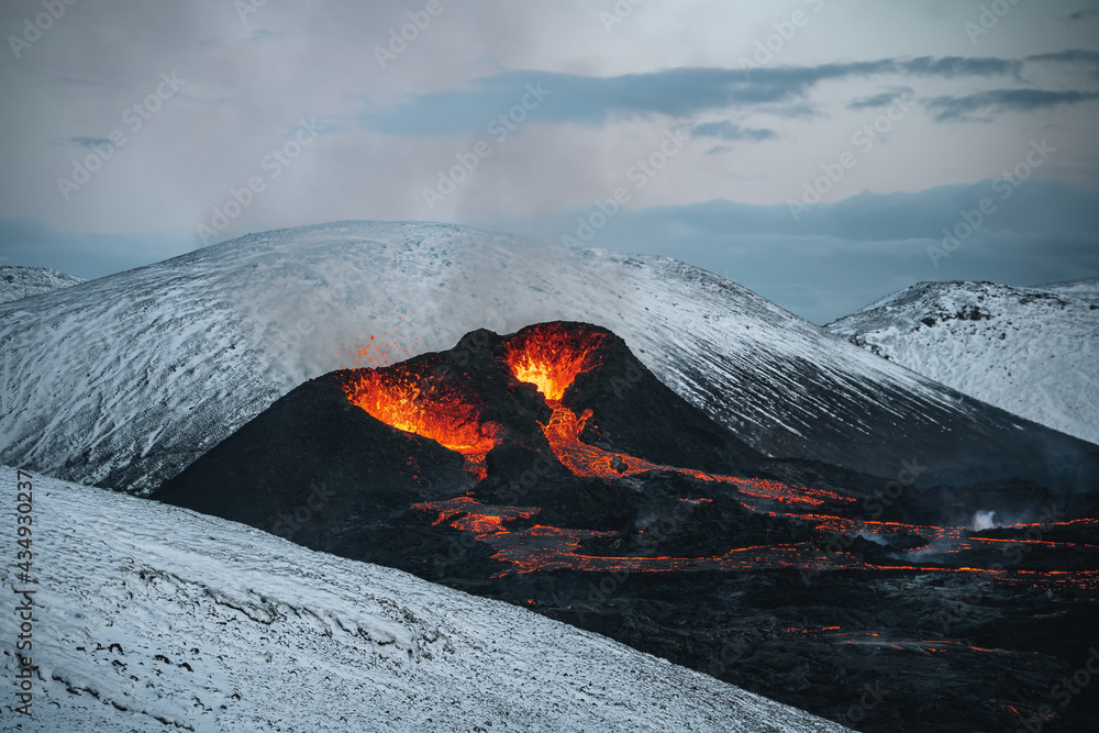 Iceland Volcanic eruption 2021. The volcano Fagradalsfjall is located ...