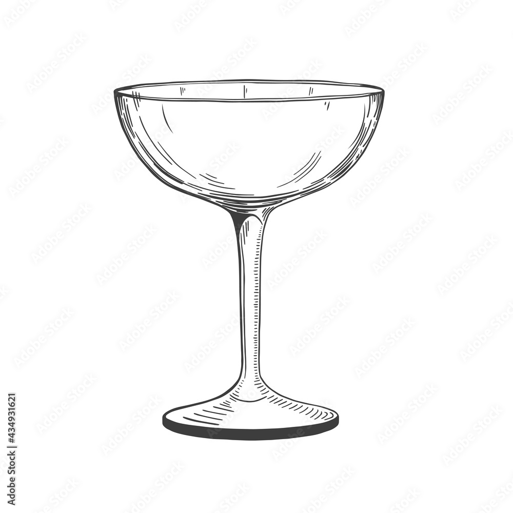 Hand drawn cocktail glass. Vector illustration isolated on white ...