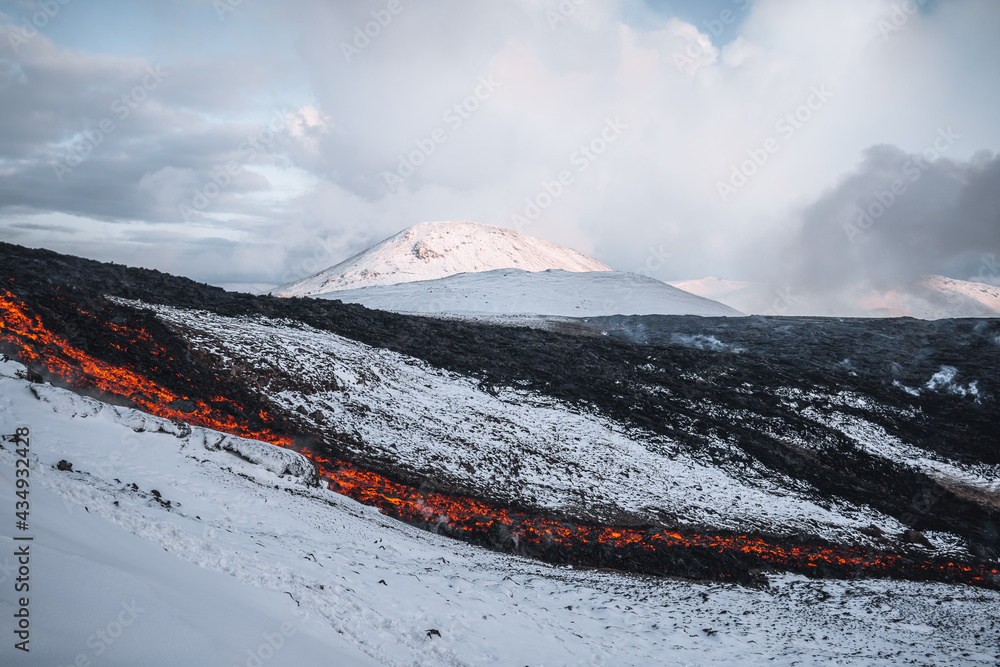 Iceland Volcanic eruption 2021. The volcano Fagradalsfjall is located ...